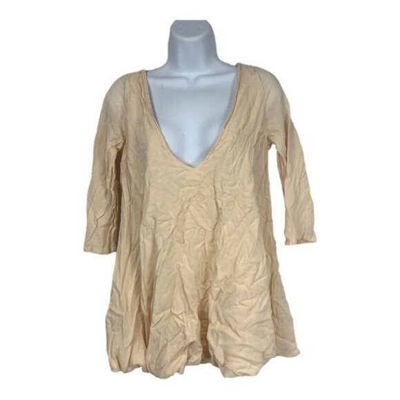Tobi | Tops | Tobi Womens Beige Vneck Long Sleeve Top Size Small Rayon ...